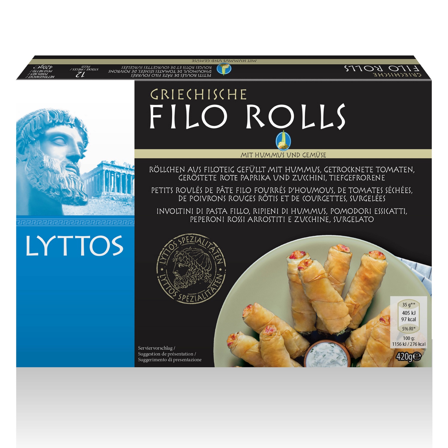 LYTTOS Töltött görög tekercs filotésztából, hummusz-zöldség, 420 g | ALDI