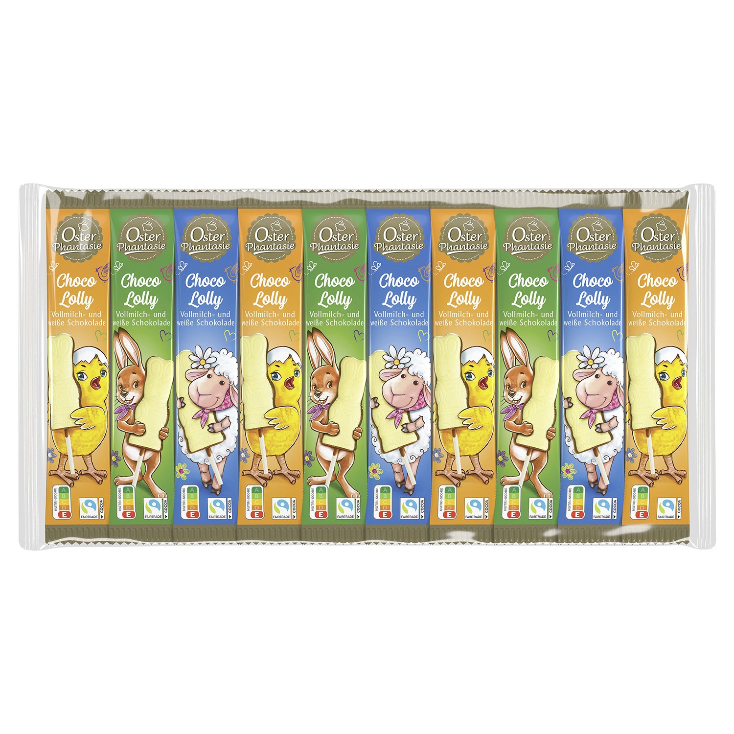 OSTER PHANTASIE Schokohasen-Lollies 150 g, Vollmilch-weiße Schokolade ...