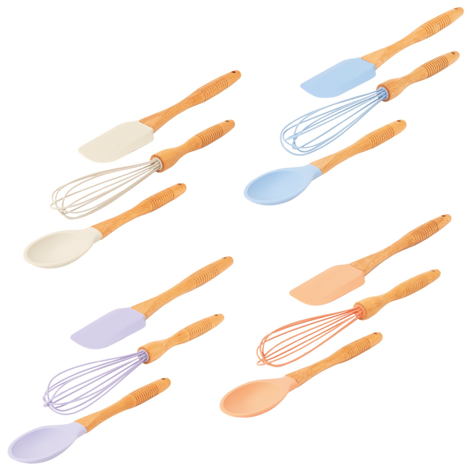 CROFTON Set d’accessoires de pâtisserie en silicone avec manche en bois ...