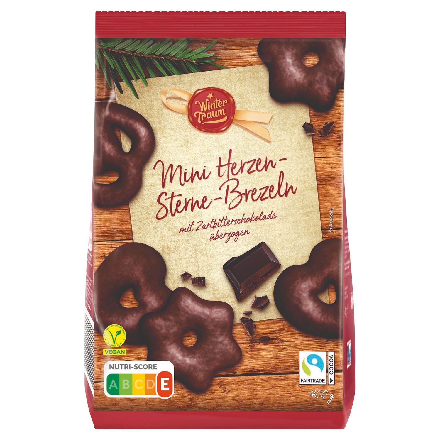 WINTERTRAUM Mini Herzen Sterne Brezeln 400 g, Zartbitter | ALDI SÜD