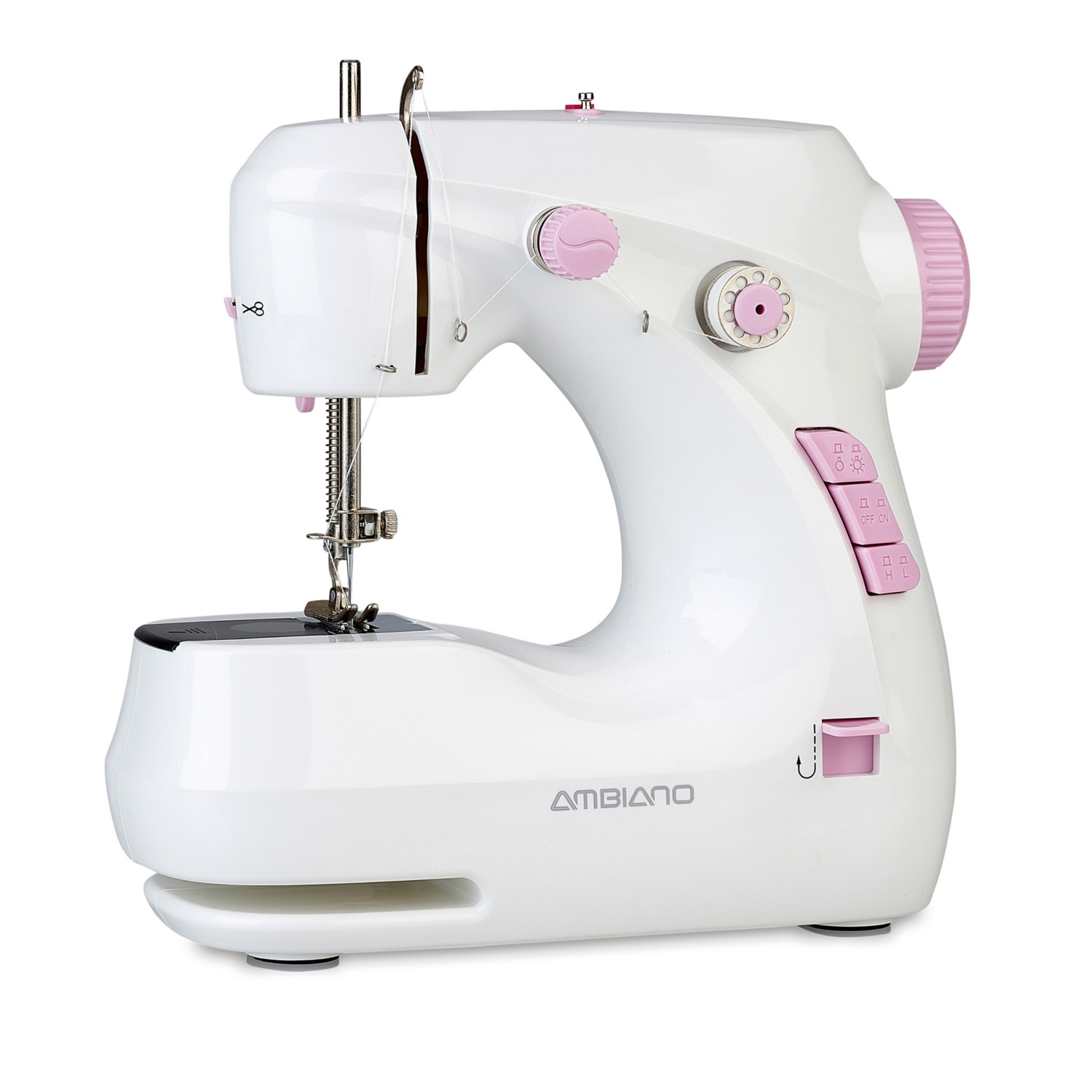 AMBIANO Mini-Nähmaschine, Hellweiß/Pink | HOFER